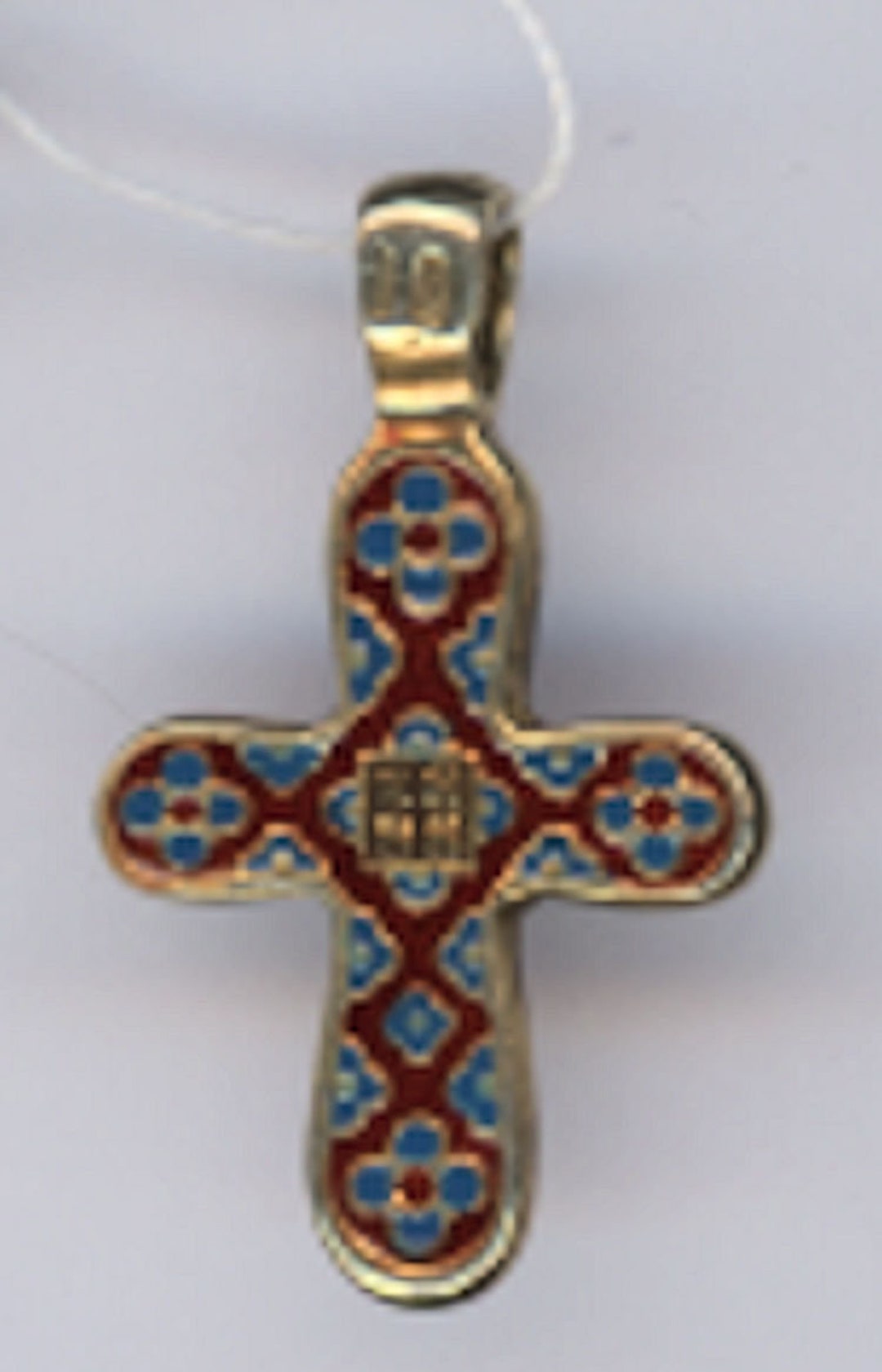 Russian Orthodox Silver Cross Inlay-ed With Silver With Blue and Red 3 ...
