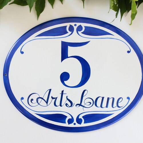 Blue Custom Ceramic House Number Plaque House Number Sign - Etsy