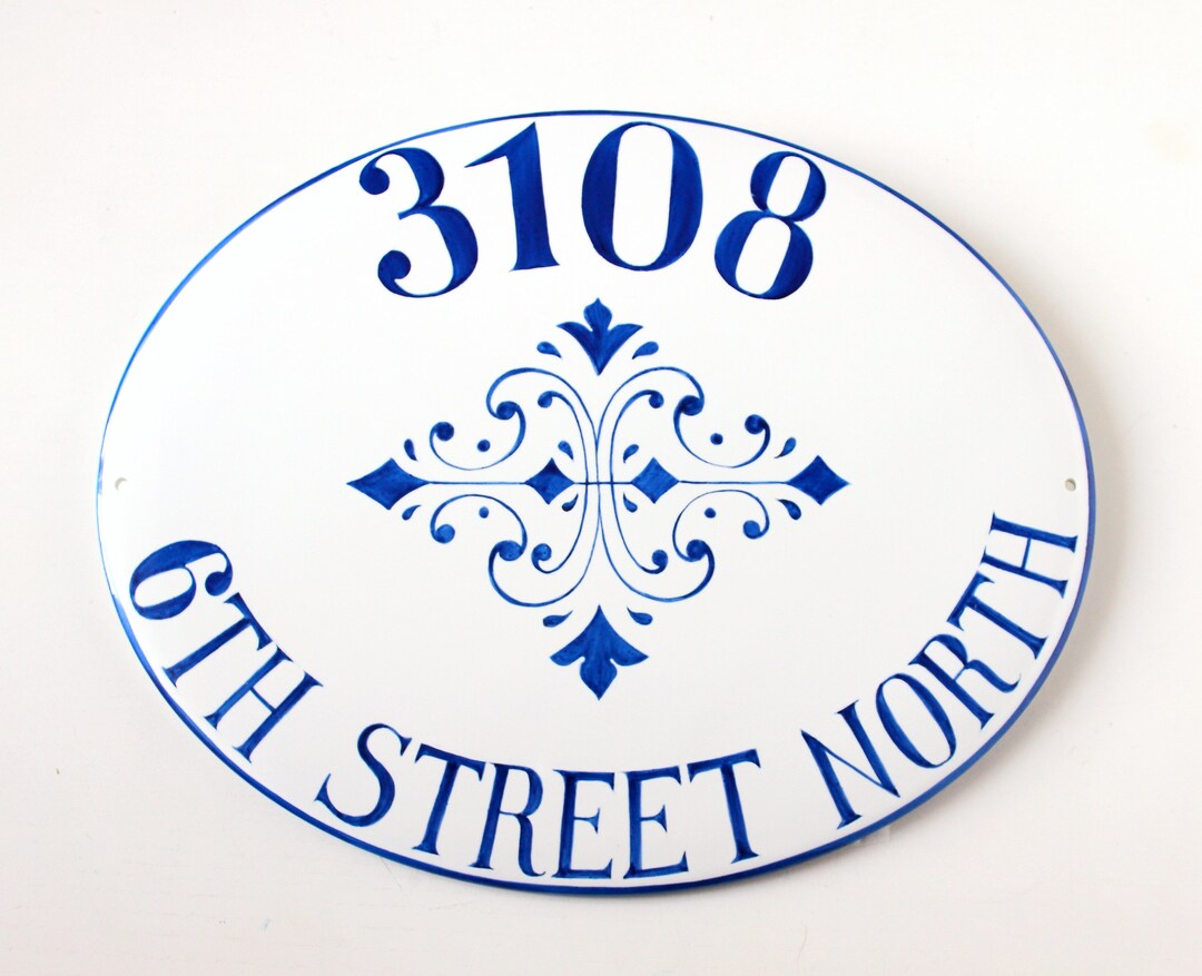 Blue Custom Ceramic House Number Plaque House Number Sign - Etsy