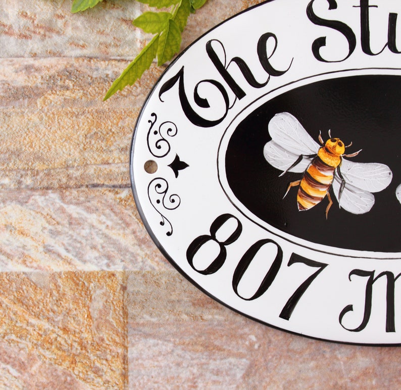 Personalized Bee Hanging House Sign House Name Sign - Etsy
