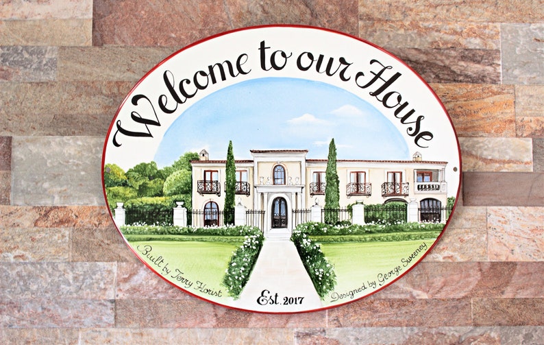 Custom Villa Portrait Sign Welcome Sign for Front Door - Etsy