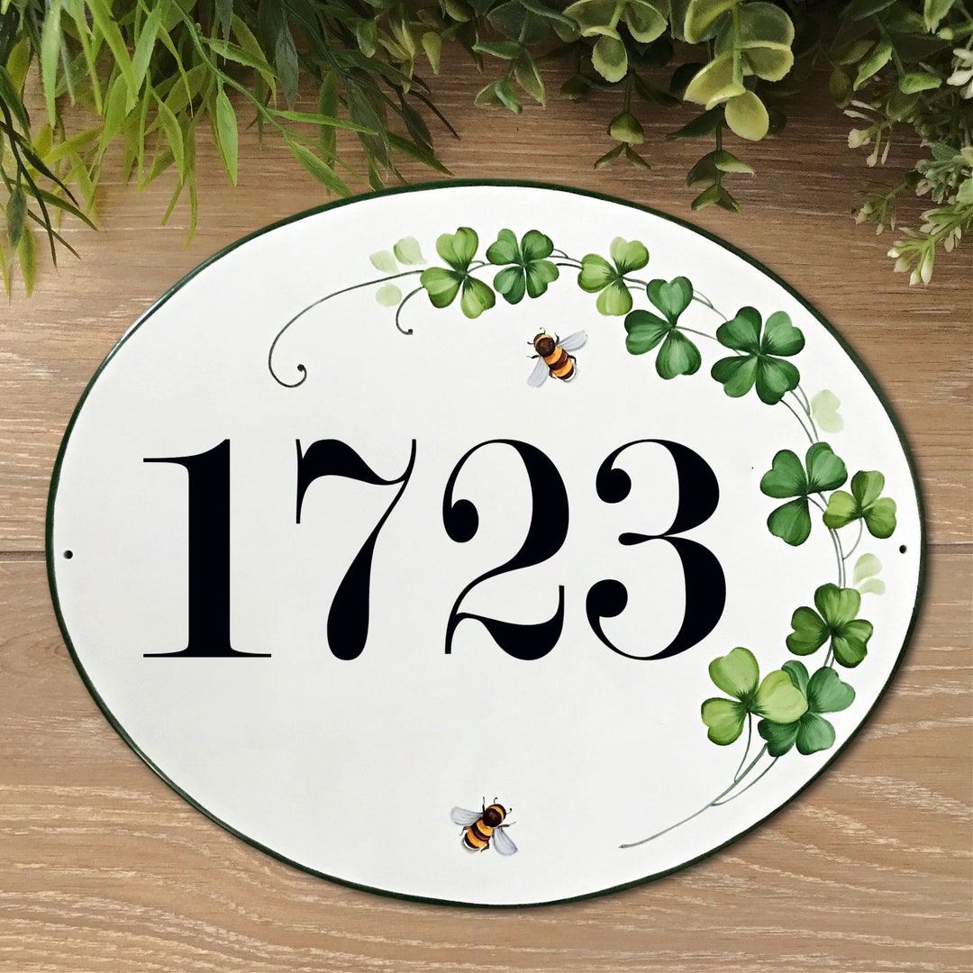 Hand Painted Shamrock House Numbers, Custom Door Sign for Outdoor ...