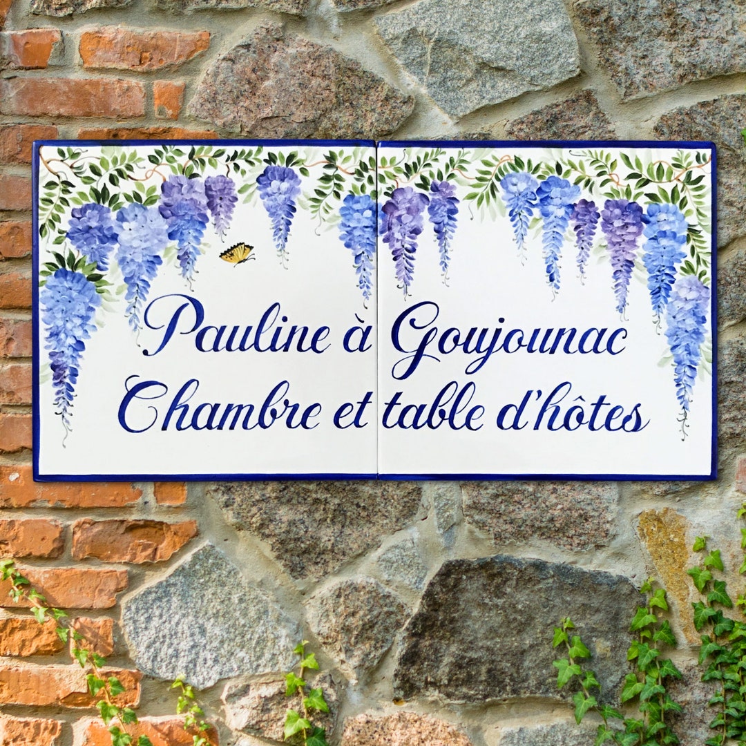 Wisteria Tile Mural - Outdoor Ceramic Wall Art - Custom House Name Sign ...
