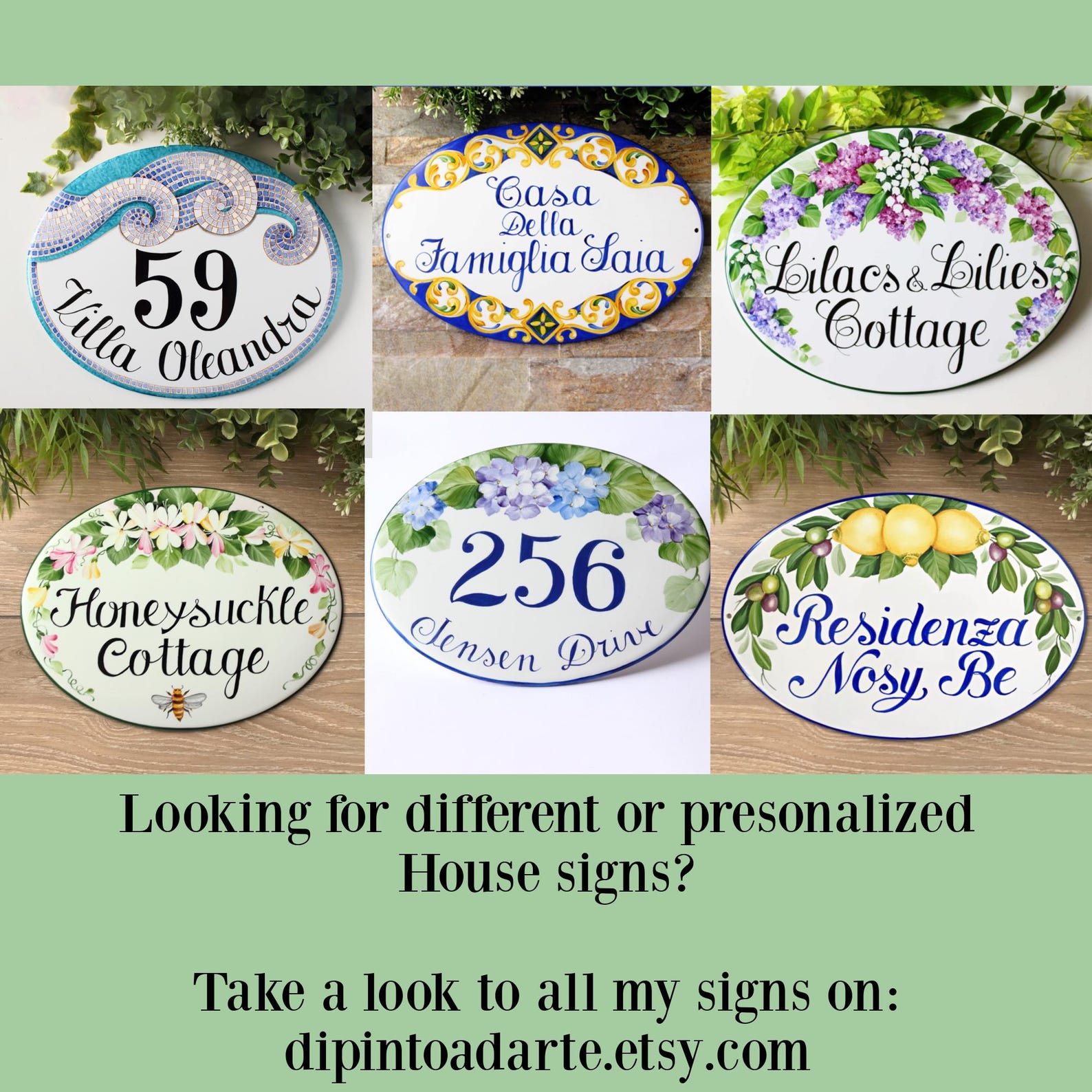 Ceramic House Numbers Tile Hand Painted Talavera, Custom Address Sign ...