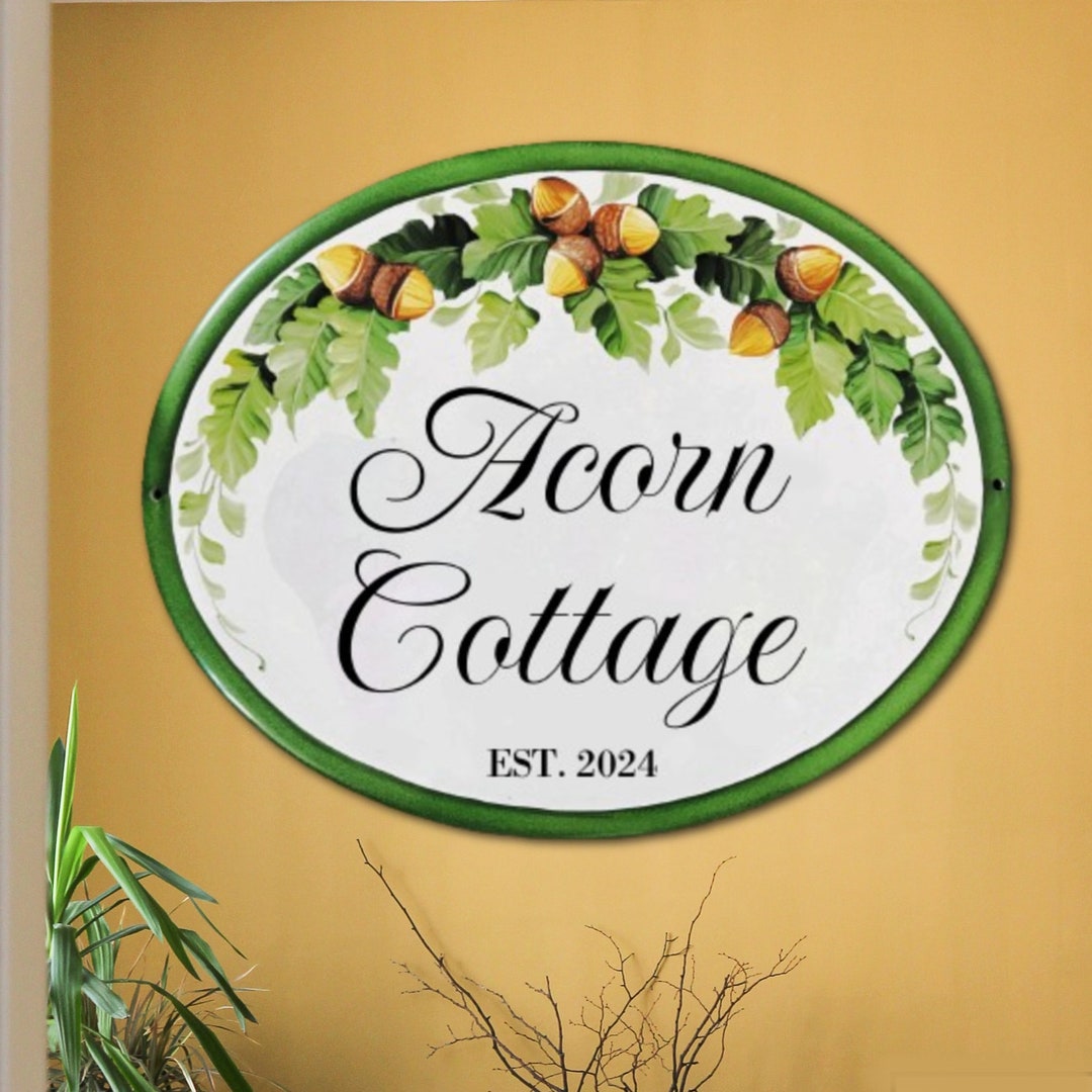 Acorn Custom House Sign Ceramic, Door Sign for Cottage, Outdoor Wall ...