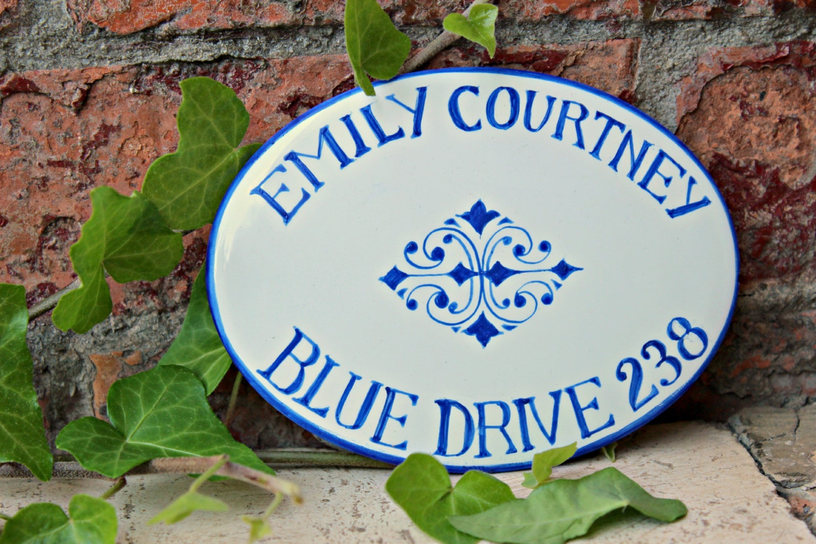 Blue Custom Ceramic House Number Plaque House Number Sign | Etsy