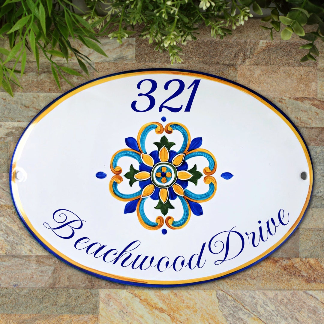 Custom Ceramic Address Sign | Hand Painted Talavera House Numbers - Etsy