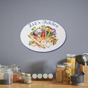 Custom Vegetable Kitchen Wall Sign | Ceramic Name Plaque, Fruit Decor ...