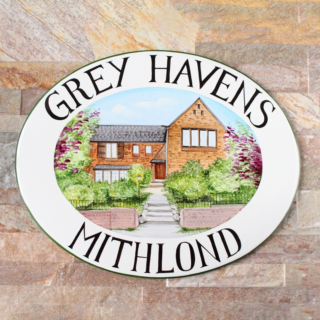 Personalized Outdoor House Name Sign Custom House Portrait, Gift for ...
