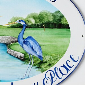 Custom House Sign With Blue Heron, Address Plaque Ceramic, Outdoor Wall ...