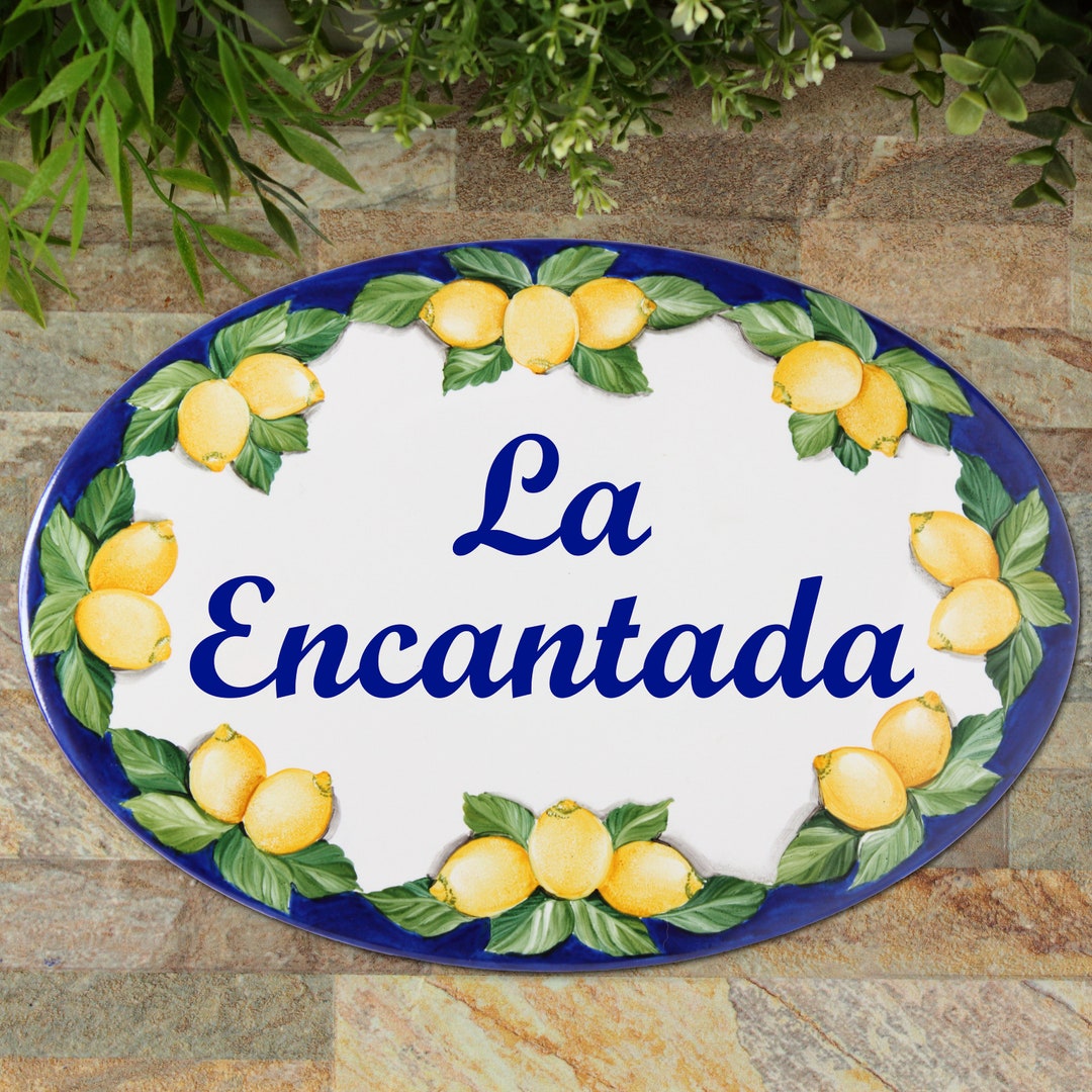 Personalized Lemon Name Sign for Outdoor, Villa Sign, Ceramic House ...