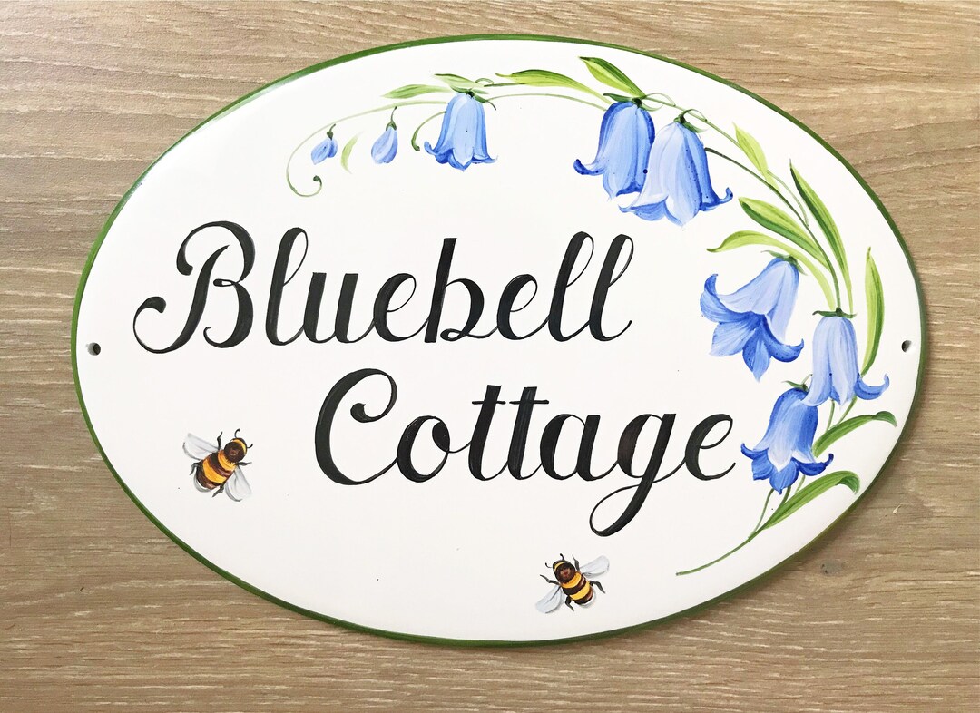 Bluebell Cottage Sign Ceramic House Plaque Personalized With - Etsy