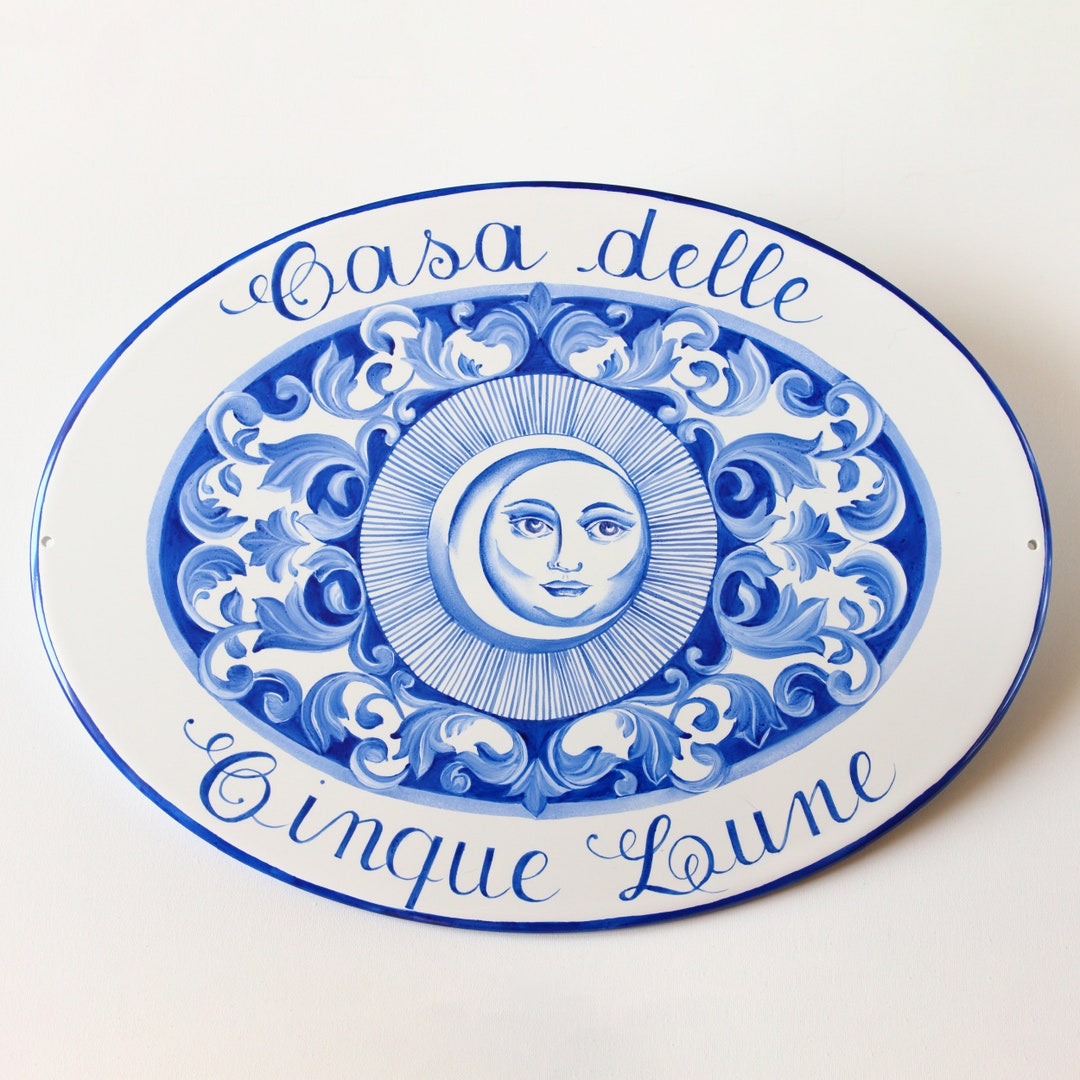 Blue Moon Outdoor Name Sign, Custom Door Sign, Ceramic House Sign ...