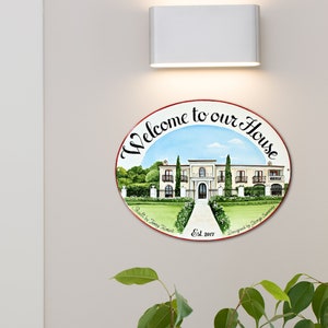 Custom Villa Portrait Sign Welcome Sign for Front Door - Etsy
