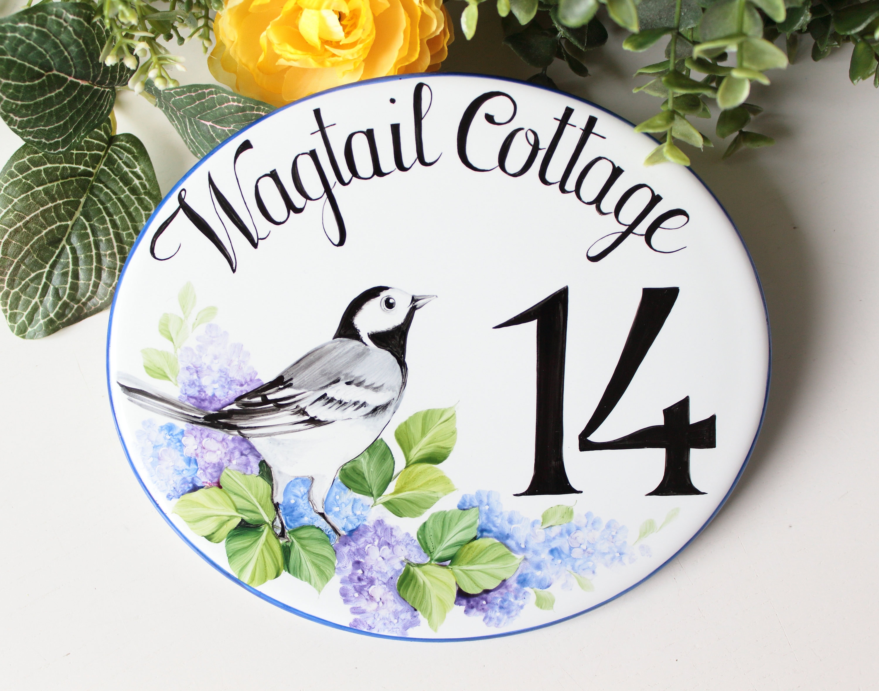 Bird Outdoor House Numbers, Custom Ceramic Address Sign - Cottage Sign ...