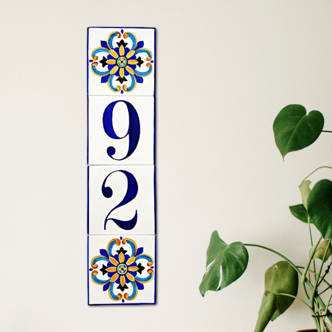 Ceramic House Numbers Tile Hand Painted Talavera, Custom Address Sign ...
