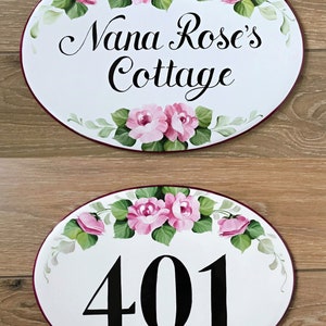 Custom Ceramic House Name Sign - Hand Painted Cottagecore Roses Garden ...
