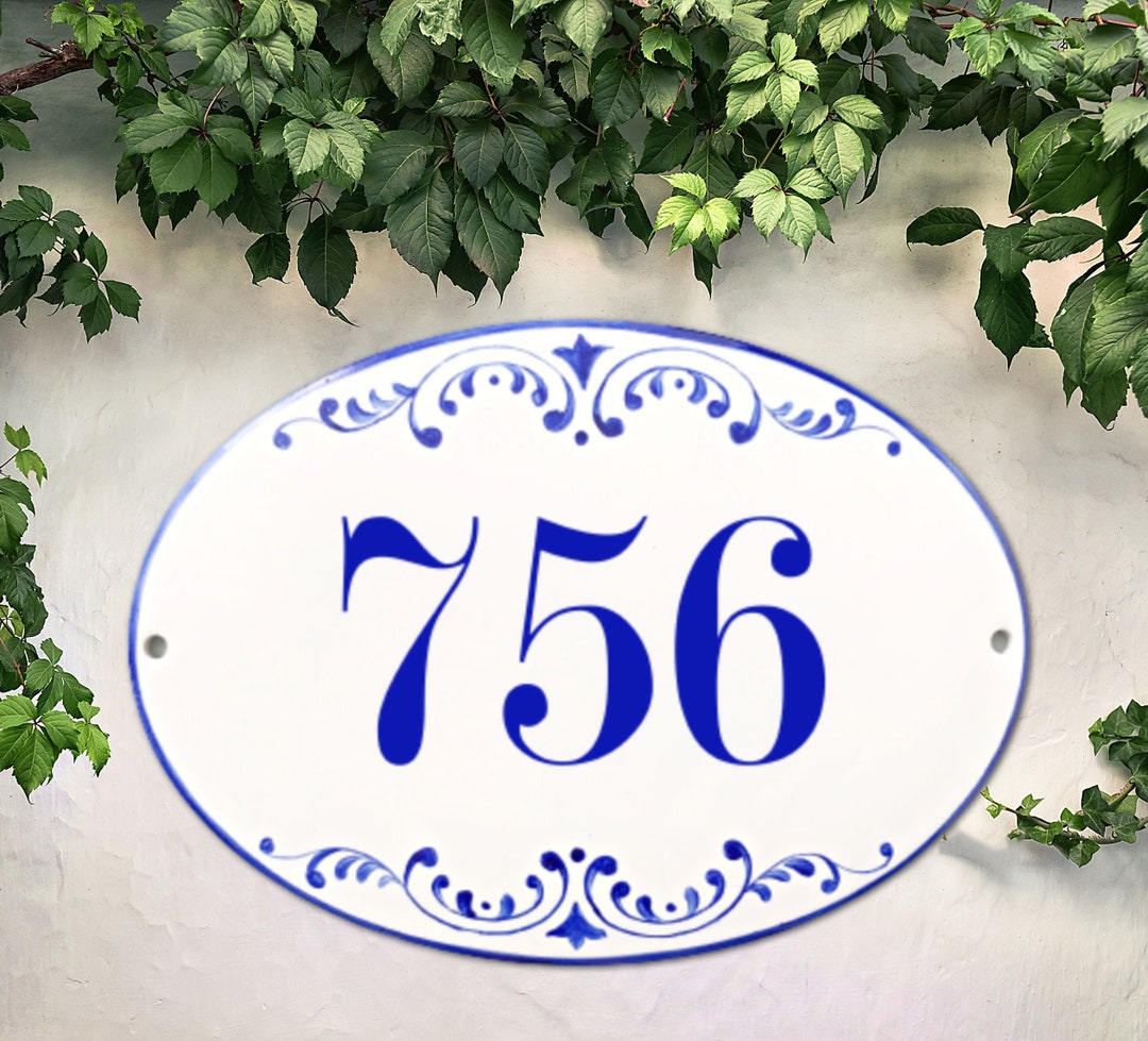 Blue House Number Plaque Ceramic Address Sign Spanish Blue - Etsy