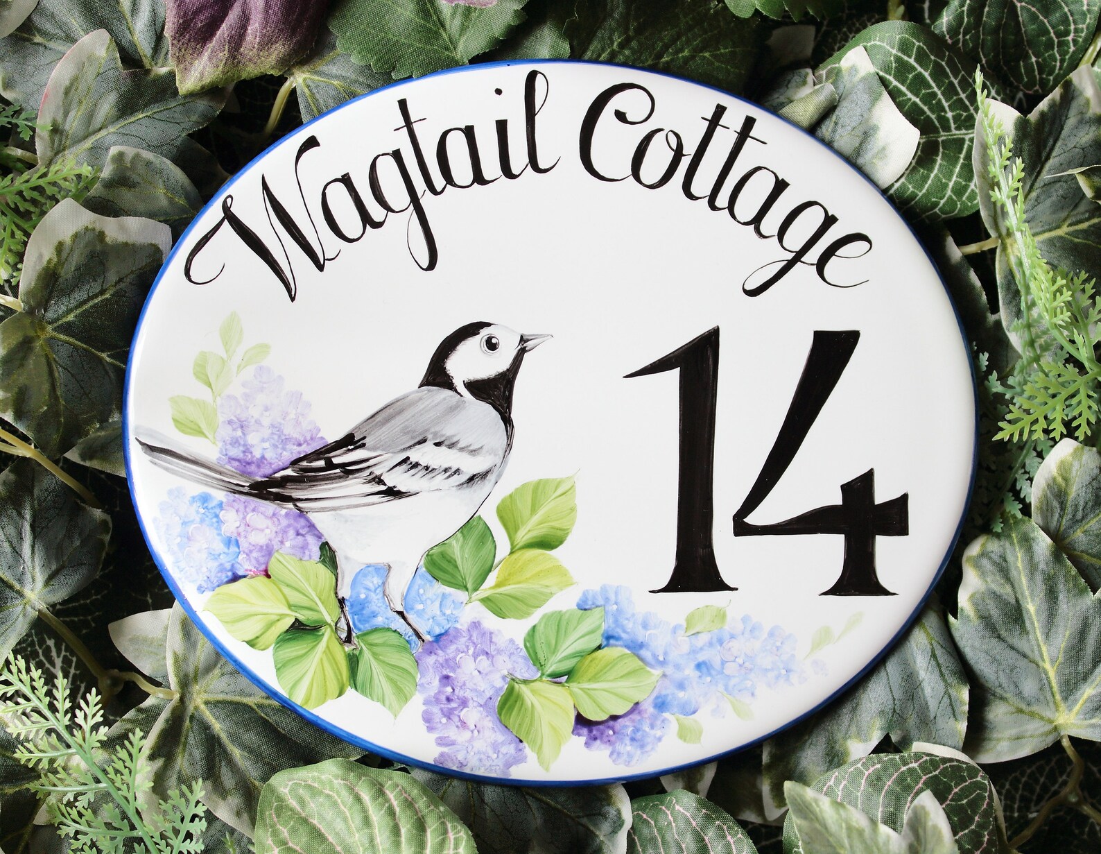 Bird Outdoor House Numbers, Custom Ceramic Address Sign - Cottage Sign ...