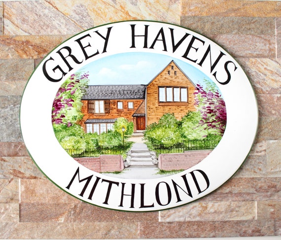 Personalized Outdoor House Name Sign Custom House Portrait | Etsy