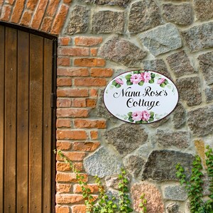 Custom Ceramic House Name Sign - Hand Painted Cottagecore Roses Garden ...