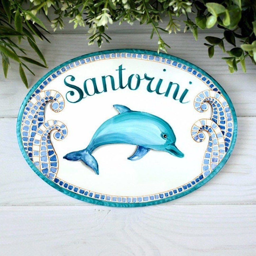 Custom Dolphin Outdoor House Sign, Ceramic Name Plaque, Door Sign ...