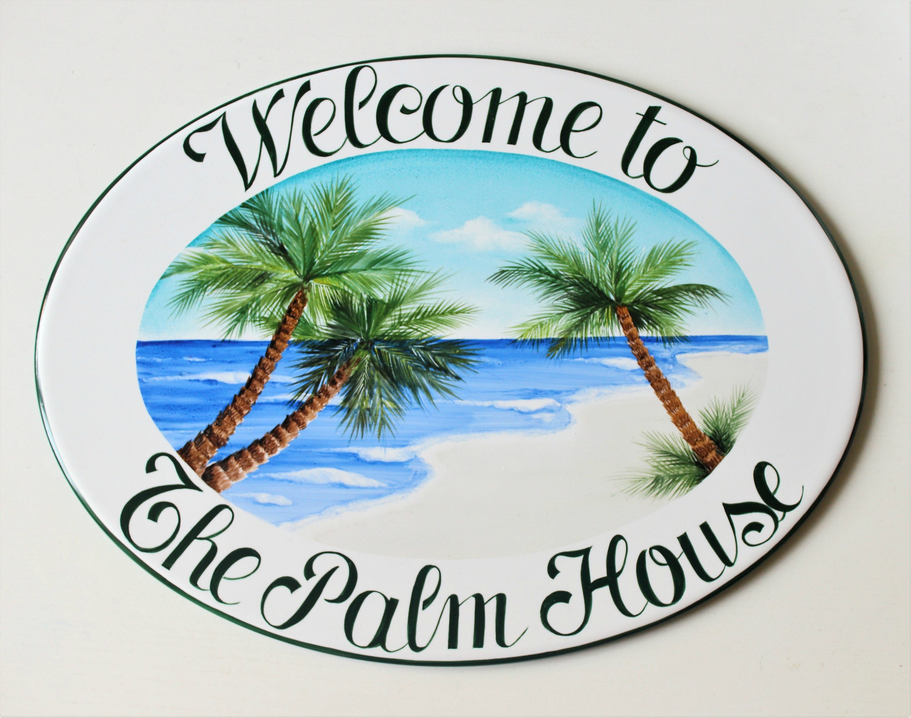 Personalized Beach House Sign Palm Tree Sign Outdoor Welcome - Etsy Canada