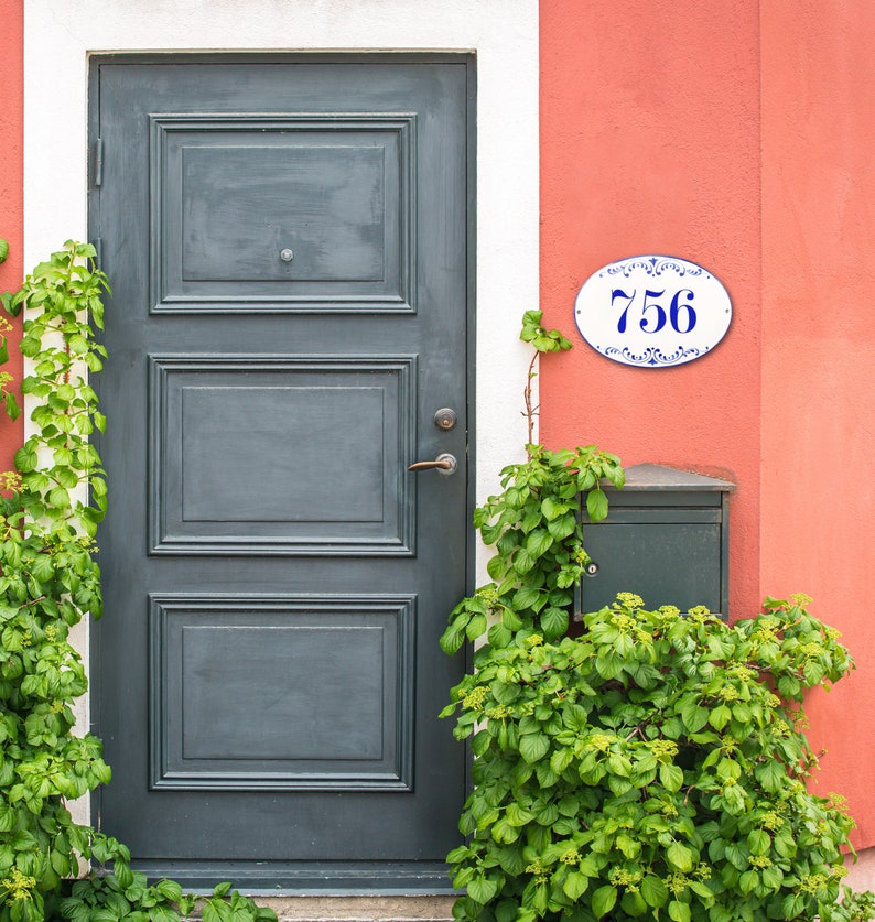 Blue House Number Plaque Ceramic Address Sign Spanish Blue - Etsy