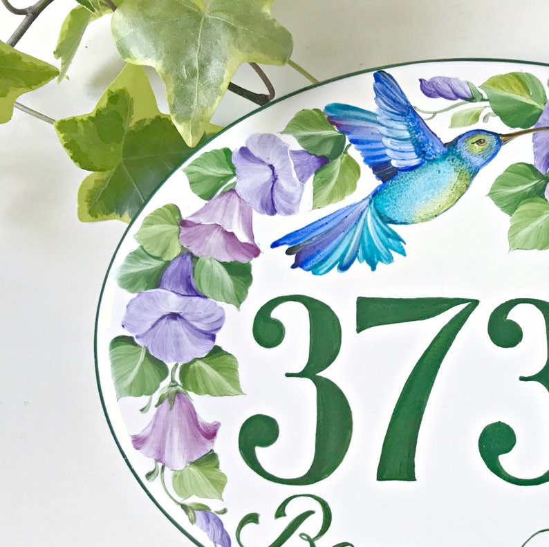 Hummingbird House Numbers, Custom Ceramic Address Sign for Outdoor ...