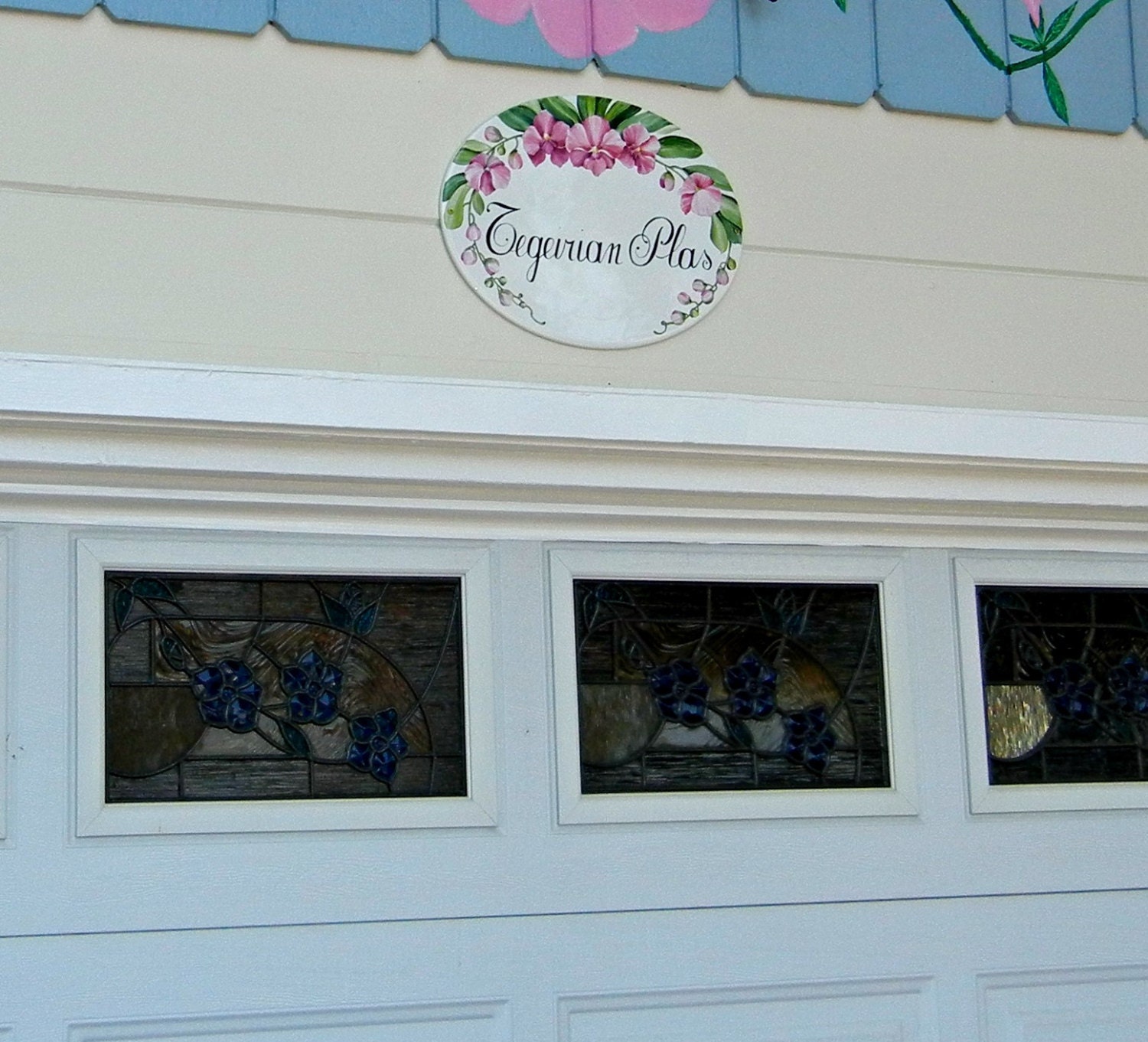 Pink Orchids Outdoor House Name Sign, Personalized Home Sign - Flowers ...