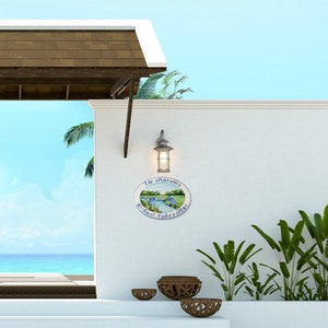 Custom House Sign With Blue Heron, Address Plaque Ceramic, Outdoor Wall ...