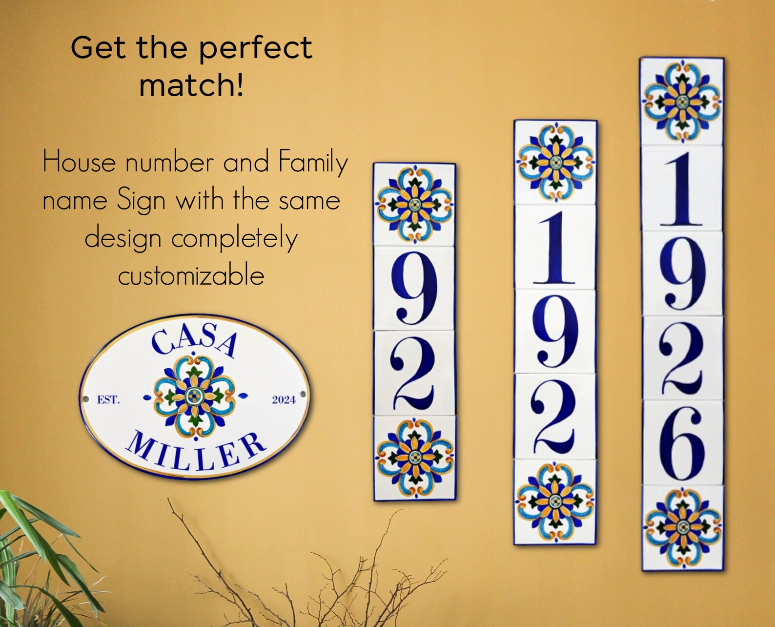 Ceramic House Numbers Tile Hand Painted Talavera, Custom Address Sign ...