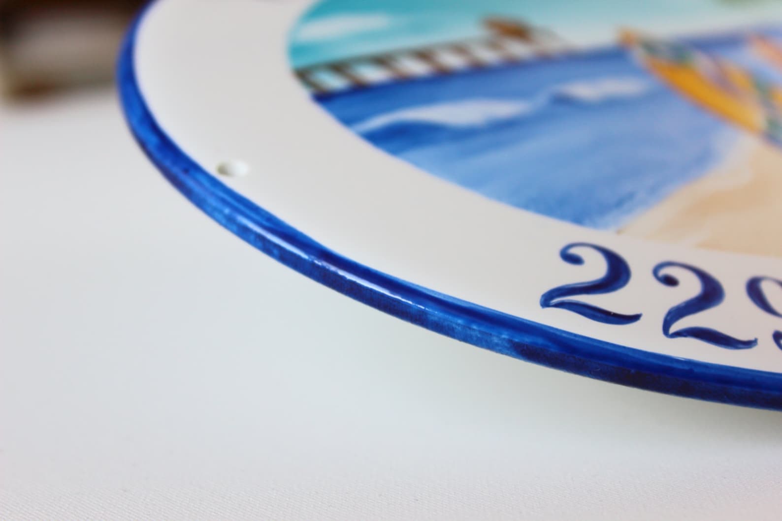 Surf House Number Sign: Ceramic Address Plaque With Family Name - Etsy