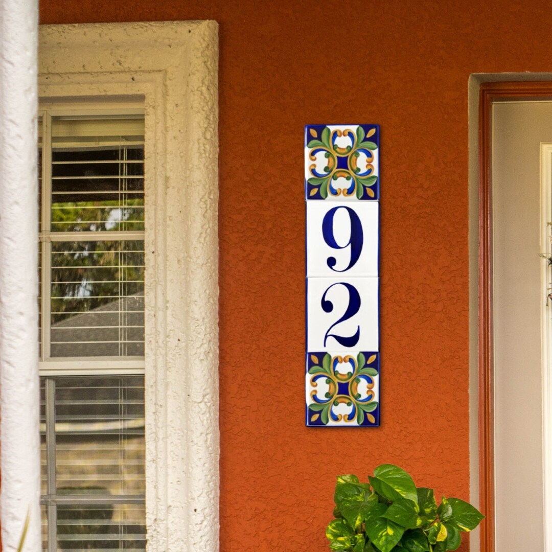 Vertical House Numbers, Custom Hand Painted Talavera Ceramic Tiles ...