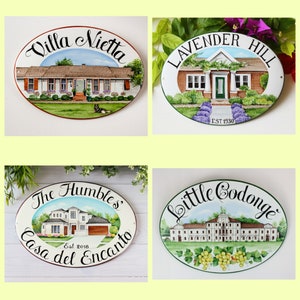 Personalized Ceramic House Portrait Sign, Custom Outdoor Plaque With ...