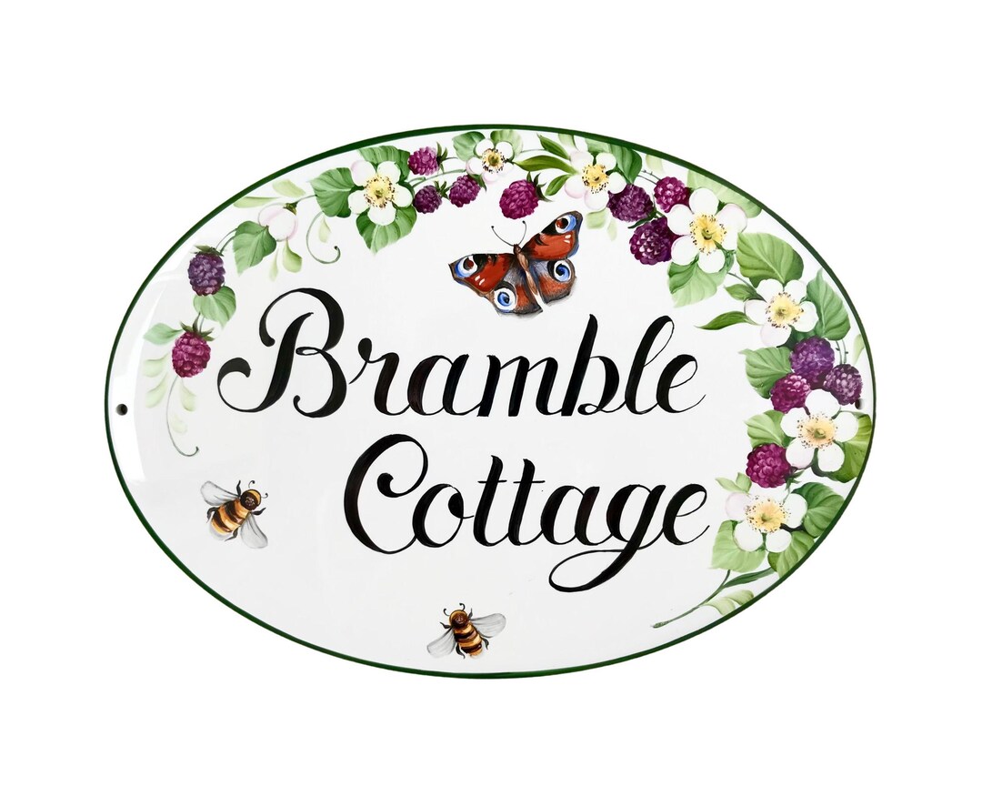 Blackberry Ceramic Name Plaque, Personalized Cottagecore House Sign - Etsy