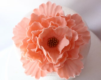 fondant flowers XL Vintage blush pink white silver Peony | Etsy