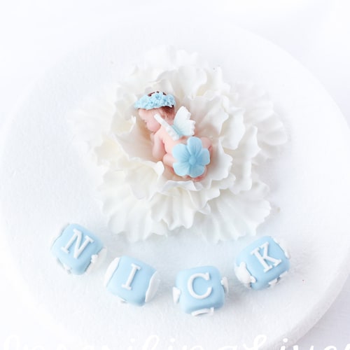 Angel Baby Shower Cake Topper Boy Angel Baby on Flower Cake - Etsy