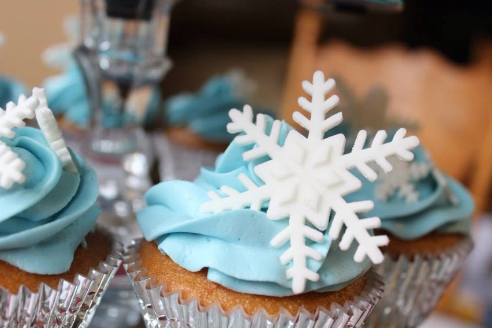 36 snowflakes cupcake toppers frozen cake topper decorations | Etsy