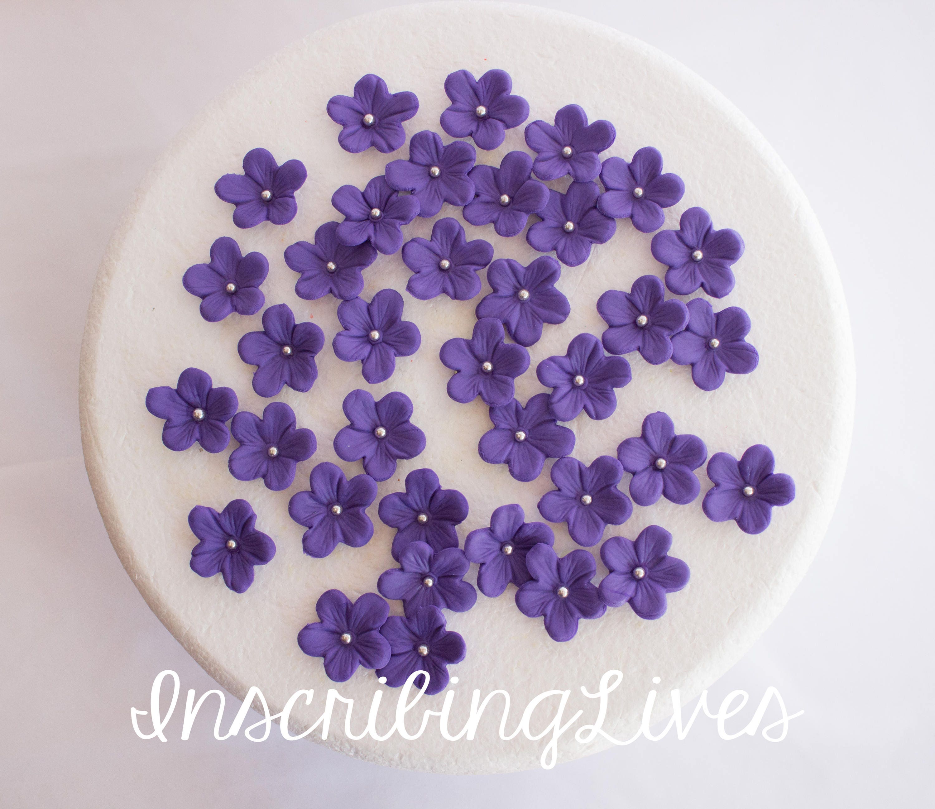 Purple fondant flowers 36pcs sugar blossoms hawaiian edible | Etsy