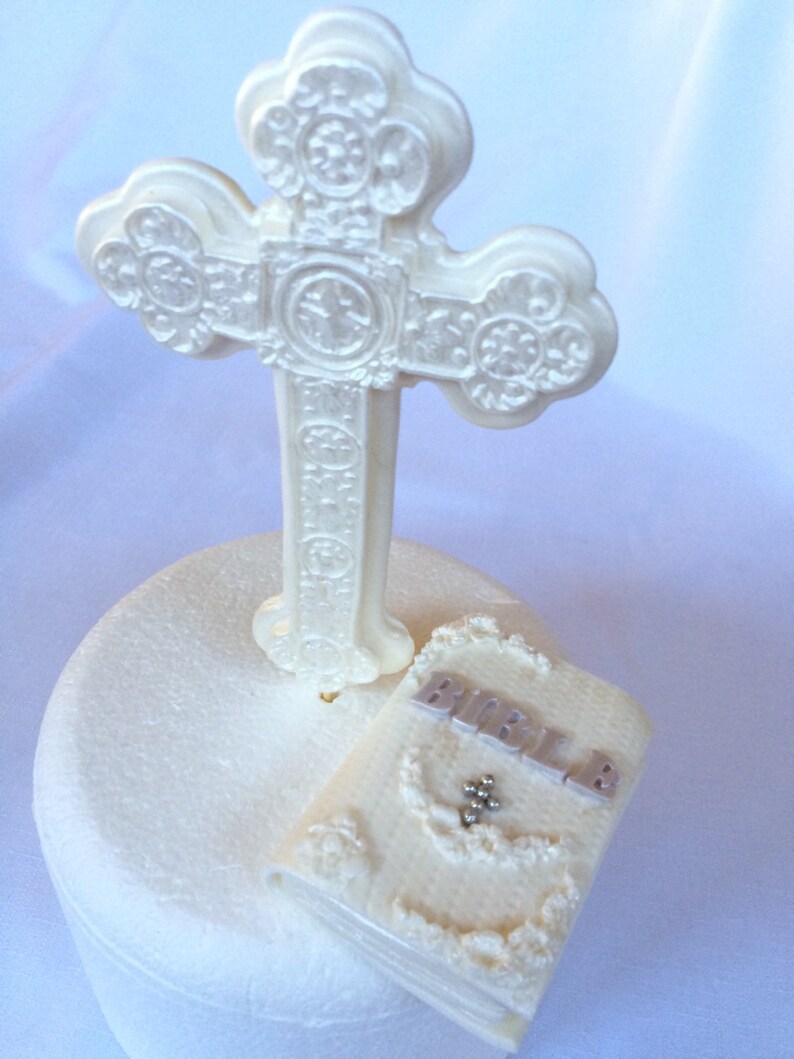 Standing Cross and Bible Cake Topper Christening Cake Topper - Etsy