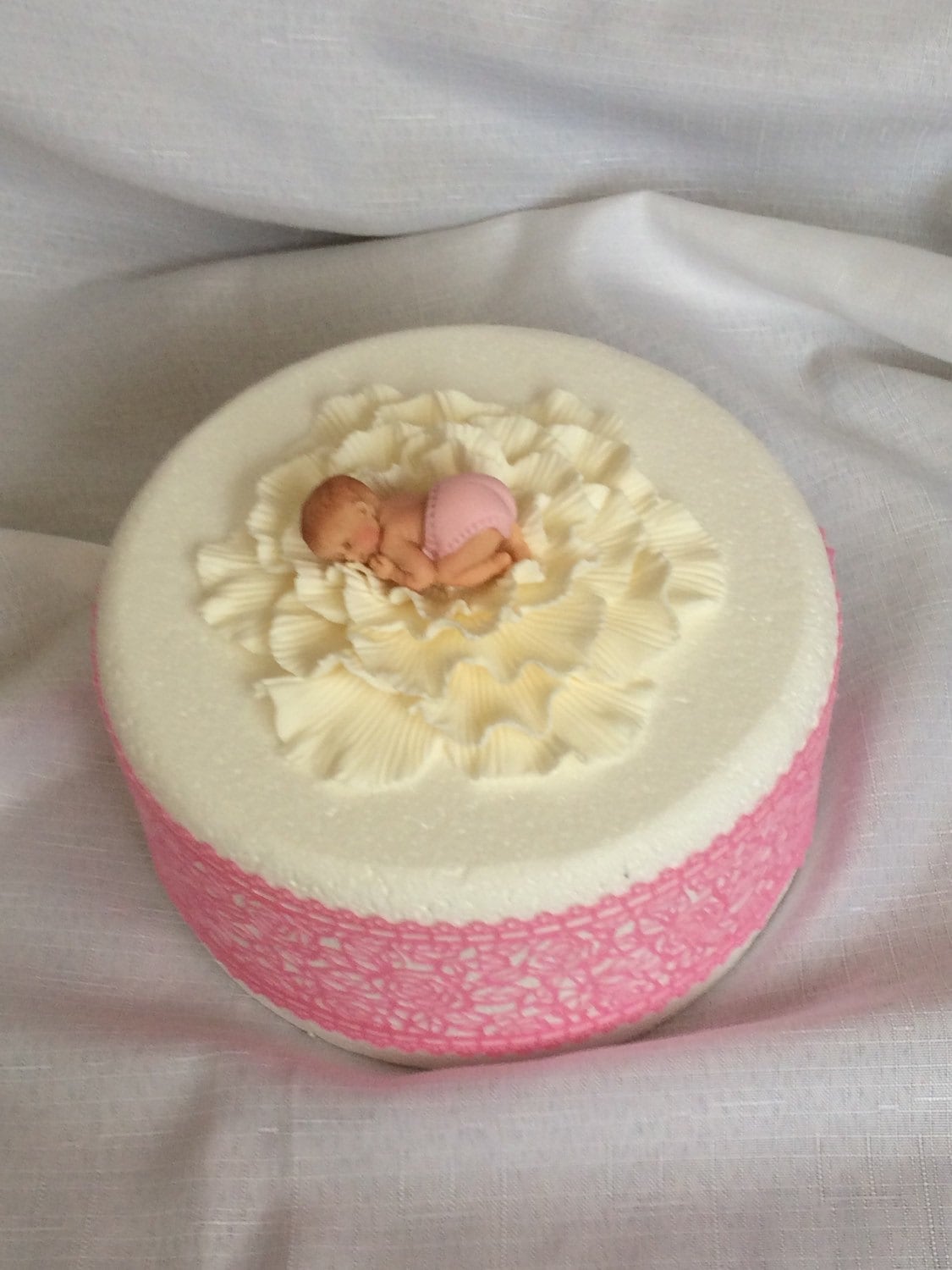 Flower Baby Shower Cake Topper Pink Baby 3D Figure Edible | Etsy