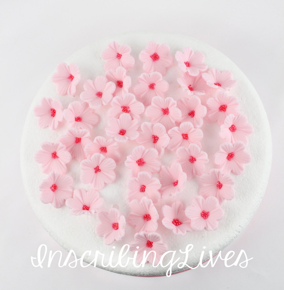 Pink Poppy Fondant Flowers 24pcs Edible Poppy Flowers Pink Cake Flowers ...