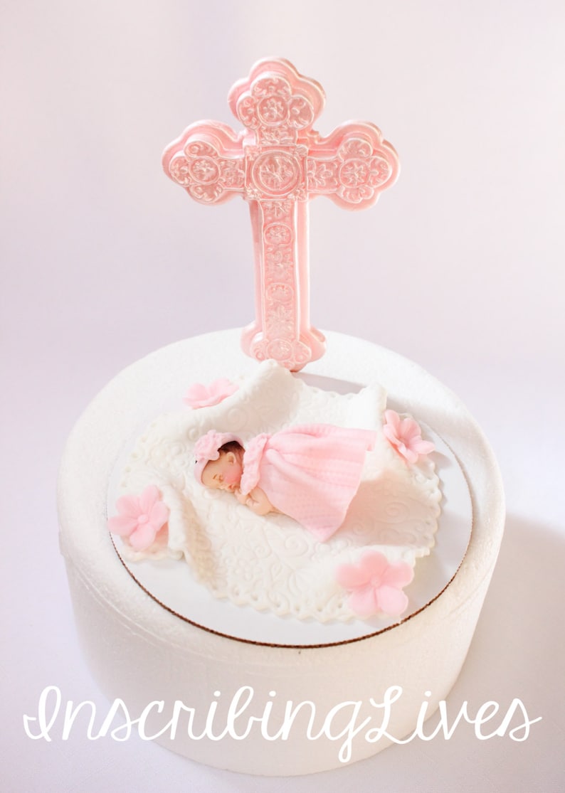 Christening cake topper edible fondant baptism cake topper | Etsy