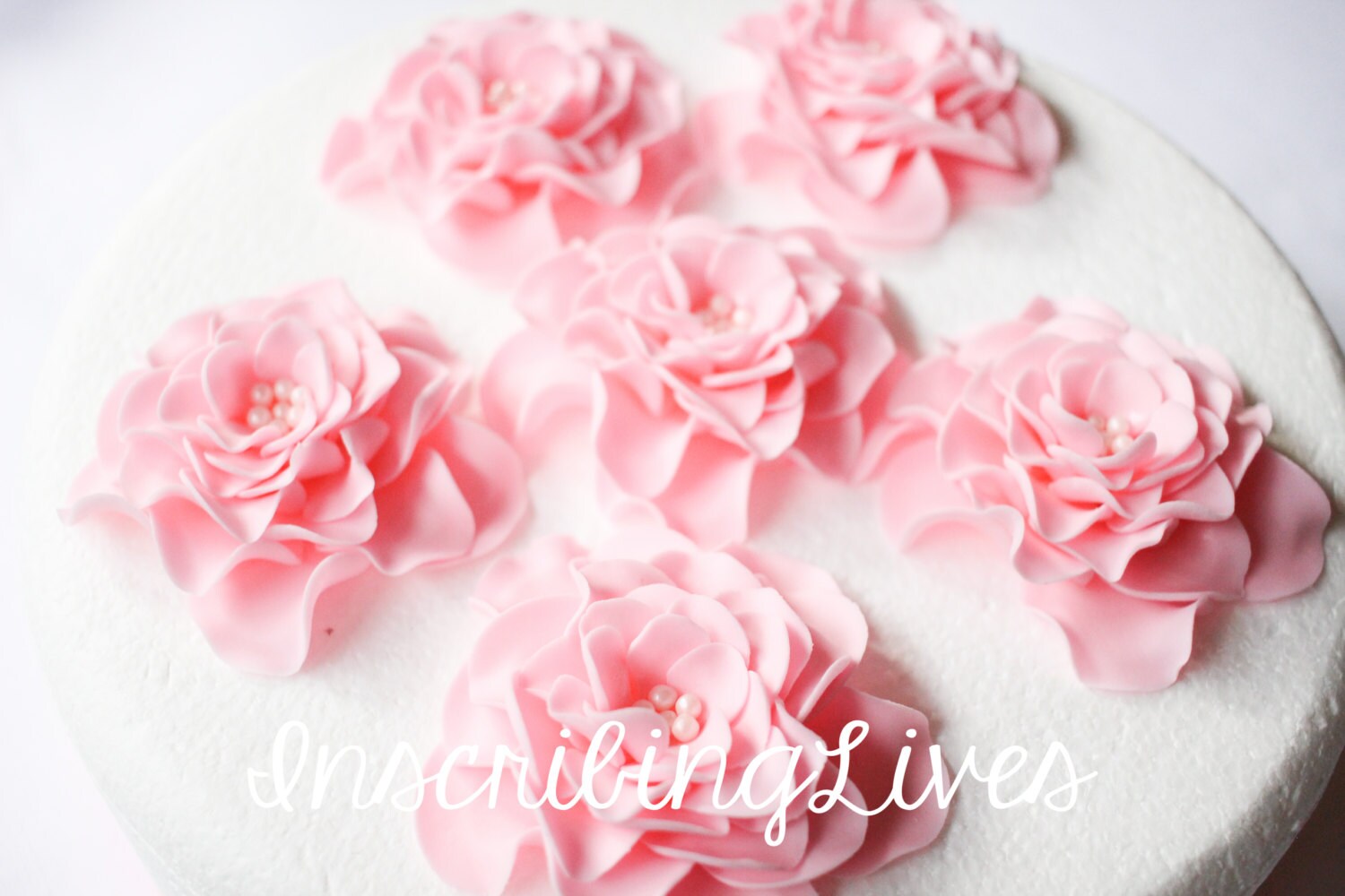 Large pink flower cake decorations 6pcs blush wedding cake | Etsy