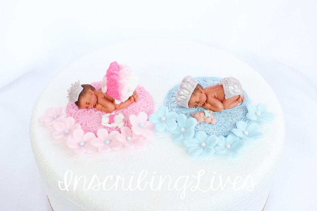 Twin Baby Cake Topper Prince and Princess Baby Shower Cake Topper Girl ...