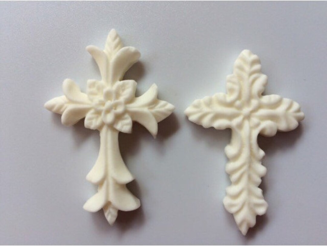 Cross Fondant Topper 12pcs Baptism Cupcake Toppers Edible Favors ...