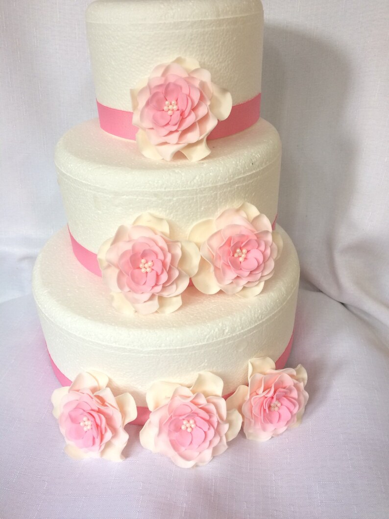 Yellow wedding cake topper fondant flowers 6 large yellow | Etsy