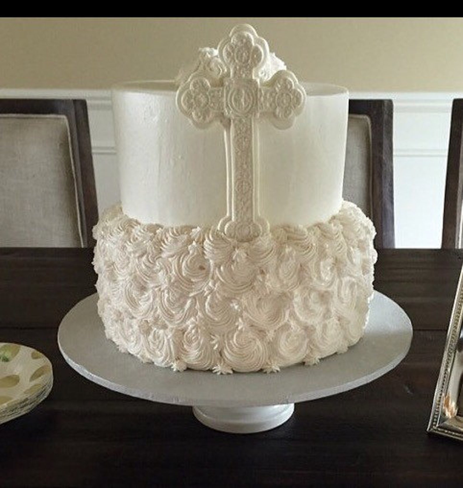 Cross Cake Topper Christening Cake Topper Edible Fondant - Etsy