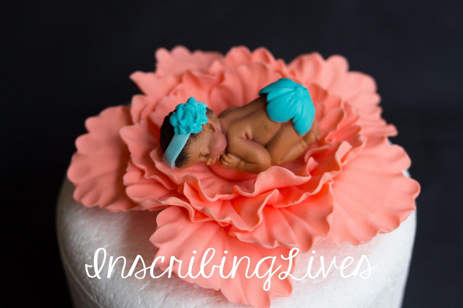 Fondant Baby Cake Topper Coral Baby Shower Cake Topper Baby on | Etsy